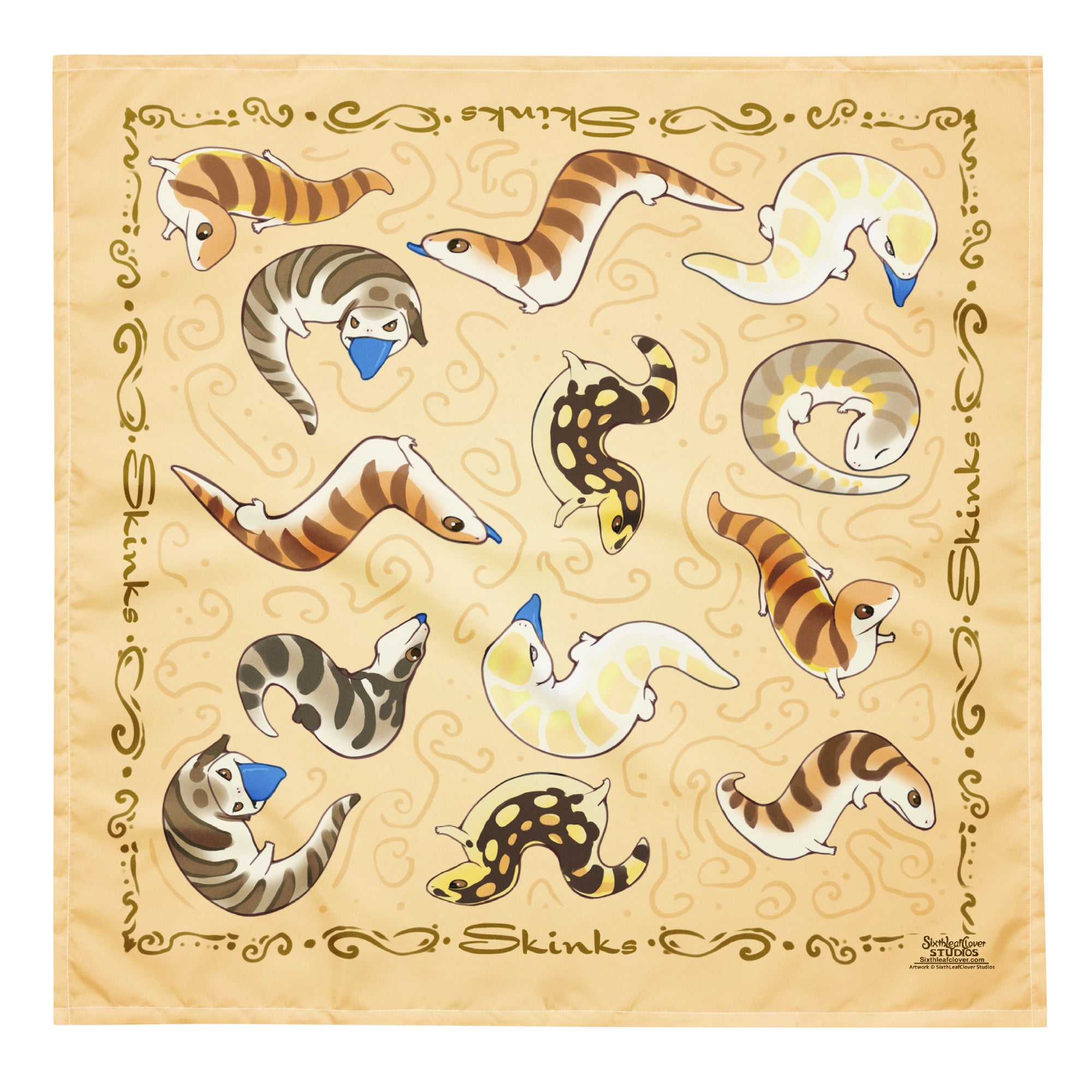 Silly Skinks All-over print bandana – SixthLeafClover Studios